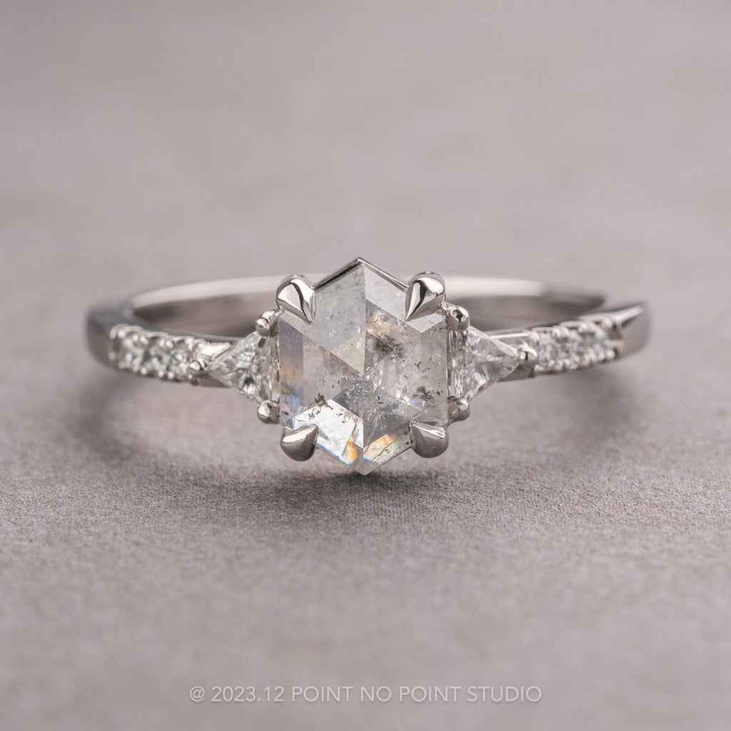 Icy White Diamond Engagement Ring, Point No Point Studio