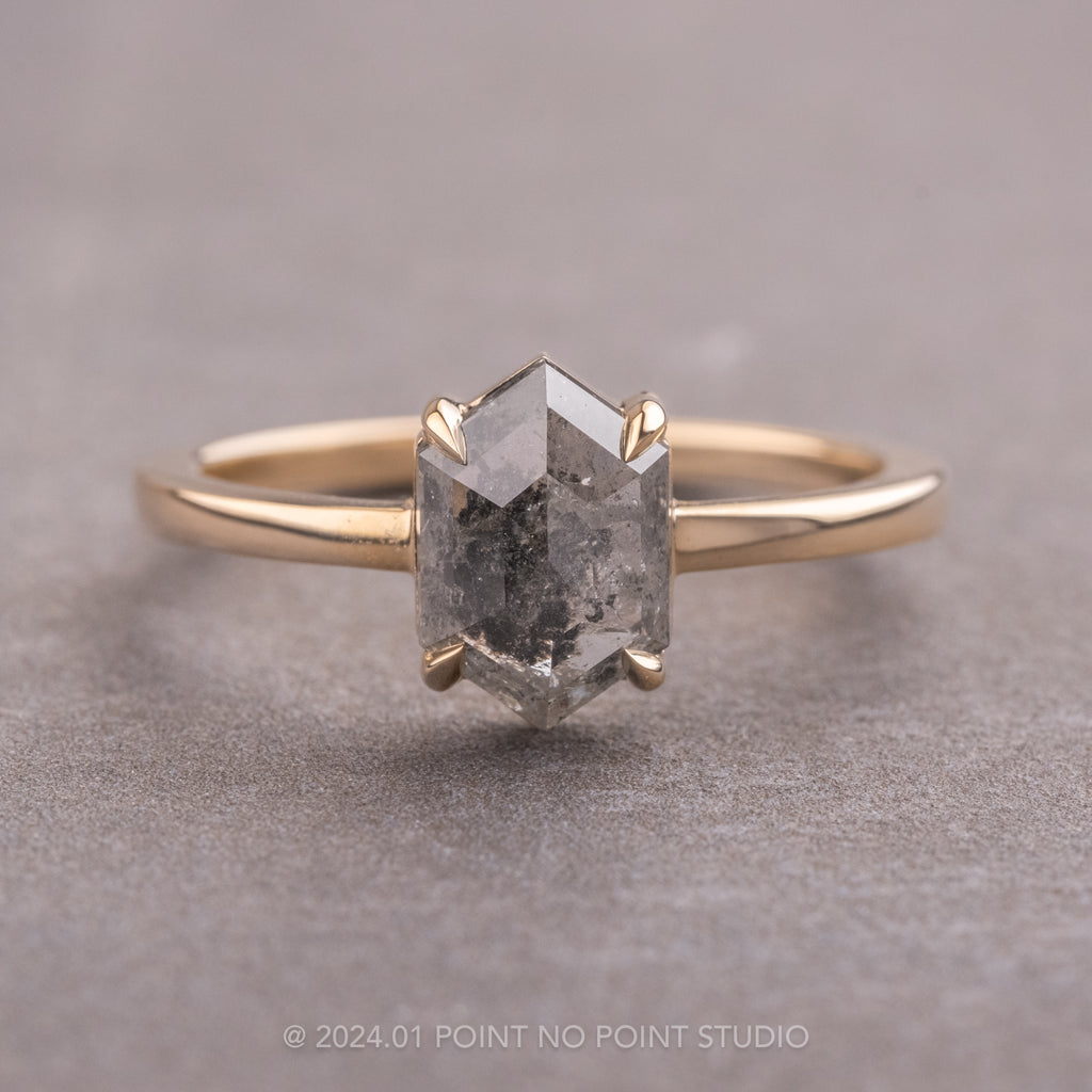 Salt and Pepper Diamond Engagement Ring, Point No Point Studio