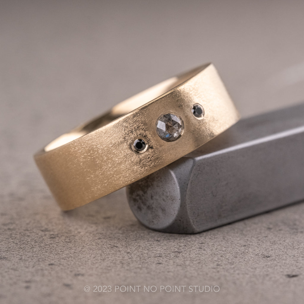 Salt & Pepper Diamond Mens Ring, Comfort Fit – Point No Point Studio