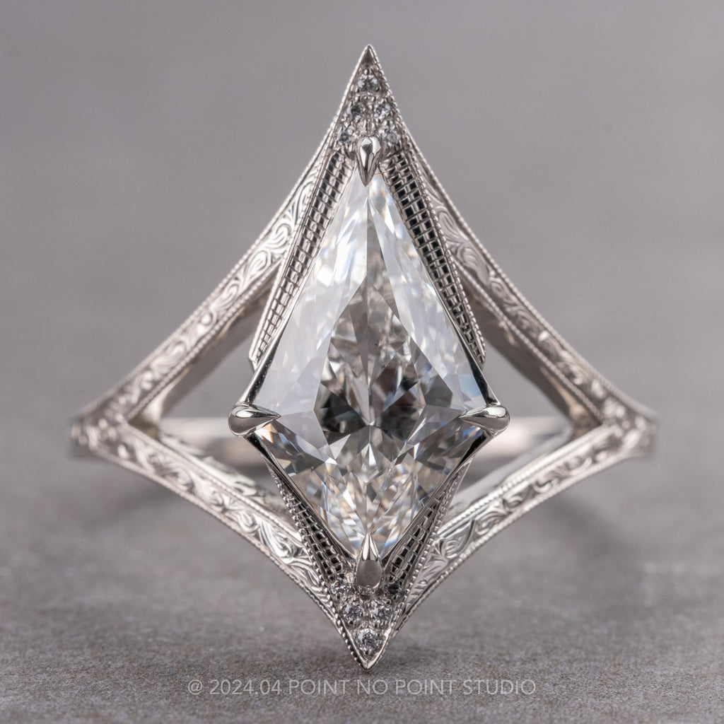 Custom Lab Diamond Engraved Arwen Engagement Ring – Point No Point Studio