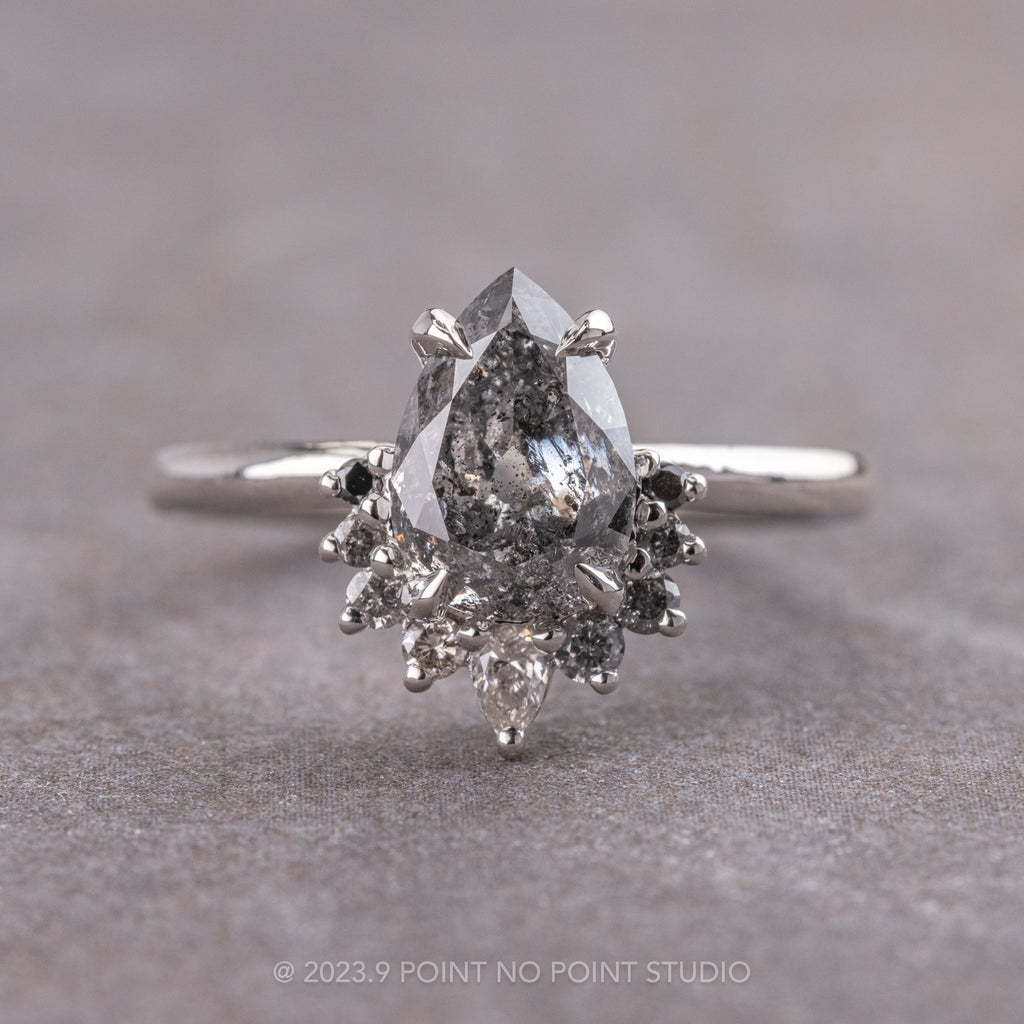 Salt and Pepper Diamond Engagement Ring, Point No Point Studio