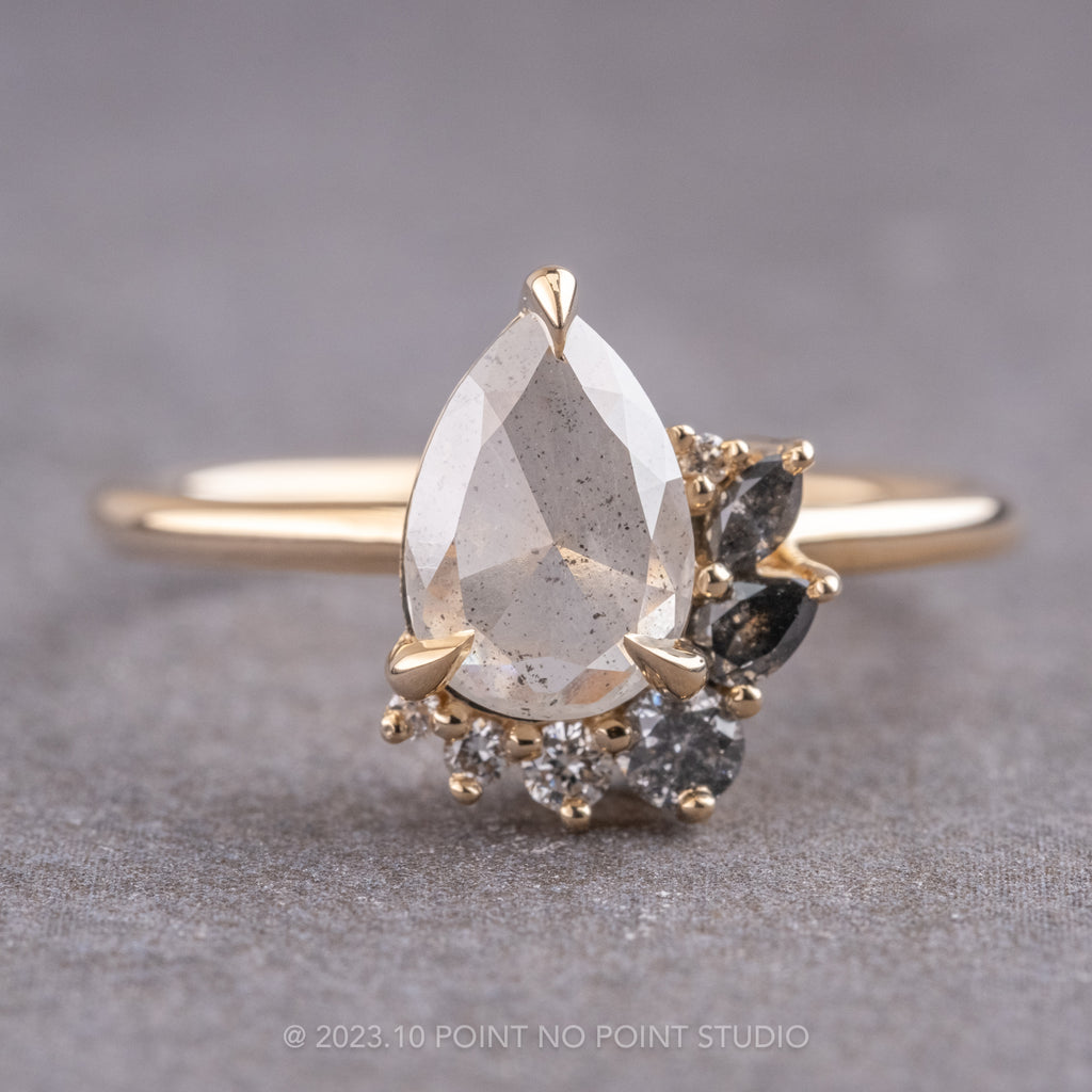 Salt and Pepper Diamond Engagement Ring, Point No Point Studio