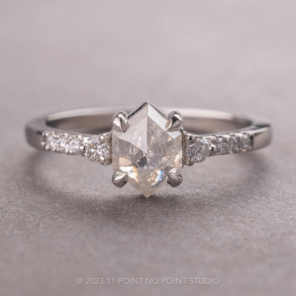 Salt and Pepper Diamond Engagement Ring, Point No Point Studio