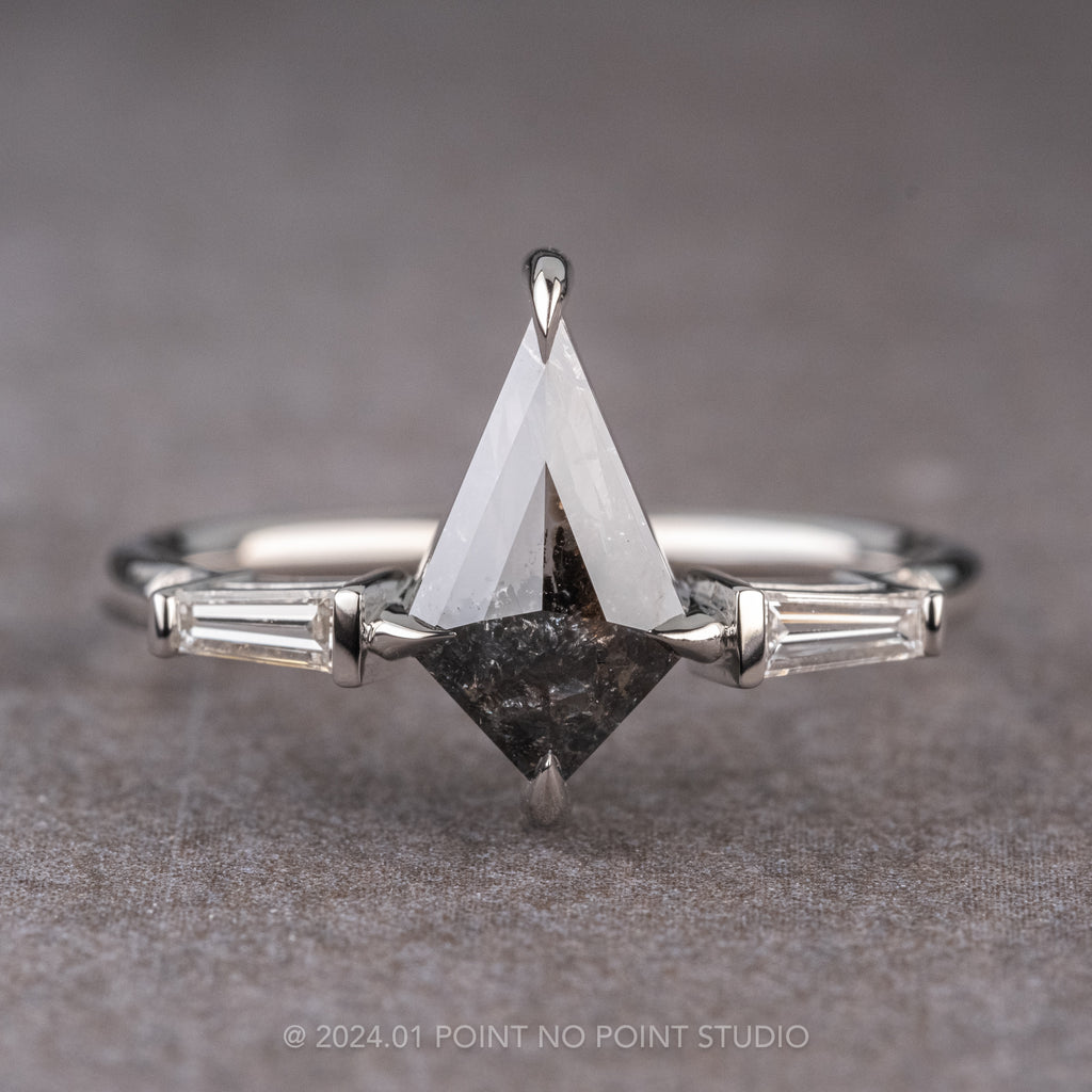 Black Speckled Diamond Engagement Ring, Point No Point Studio