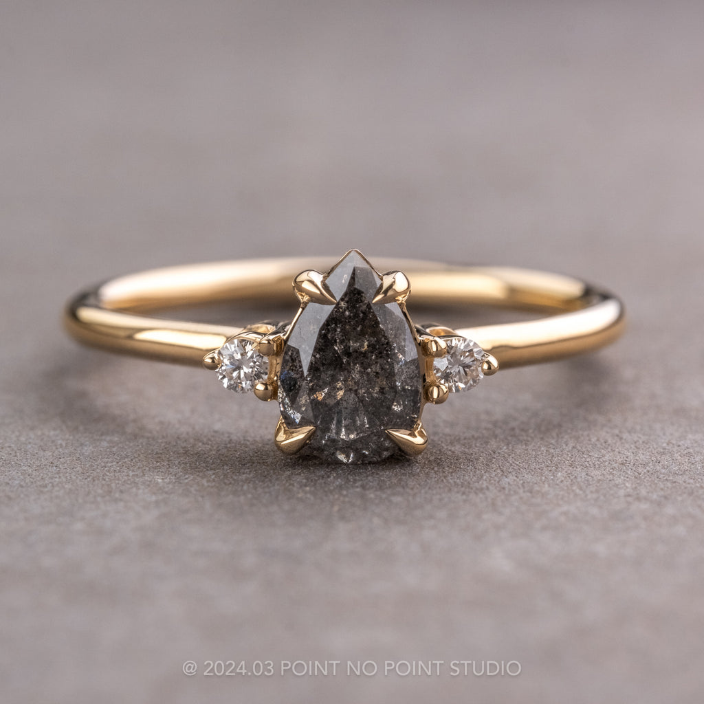 Salt and Pepper Diamond Engagement Ring, Point No Point Studio