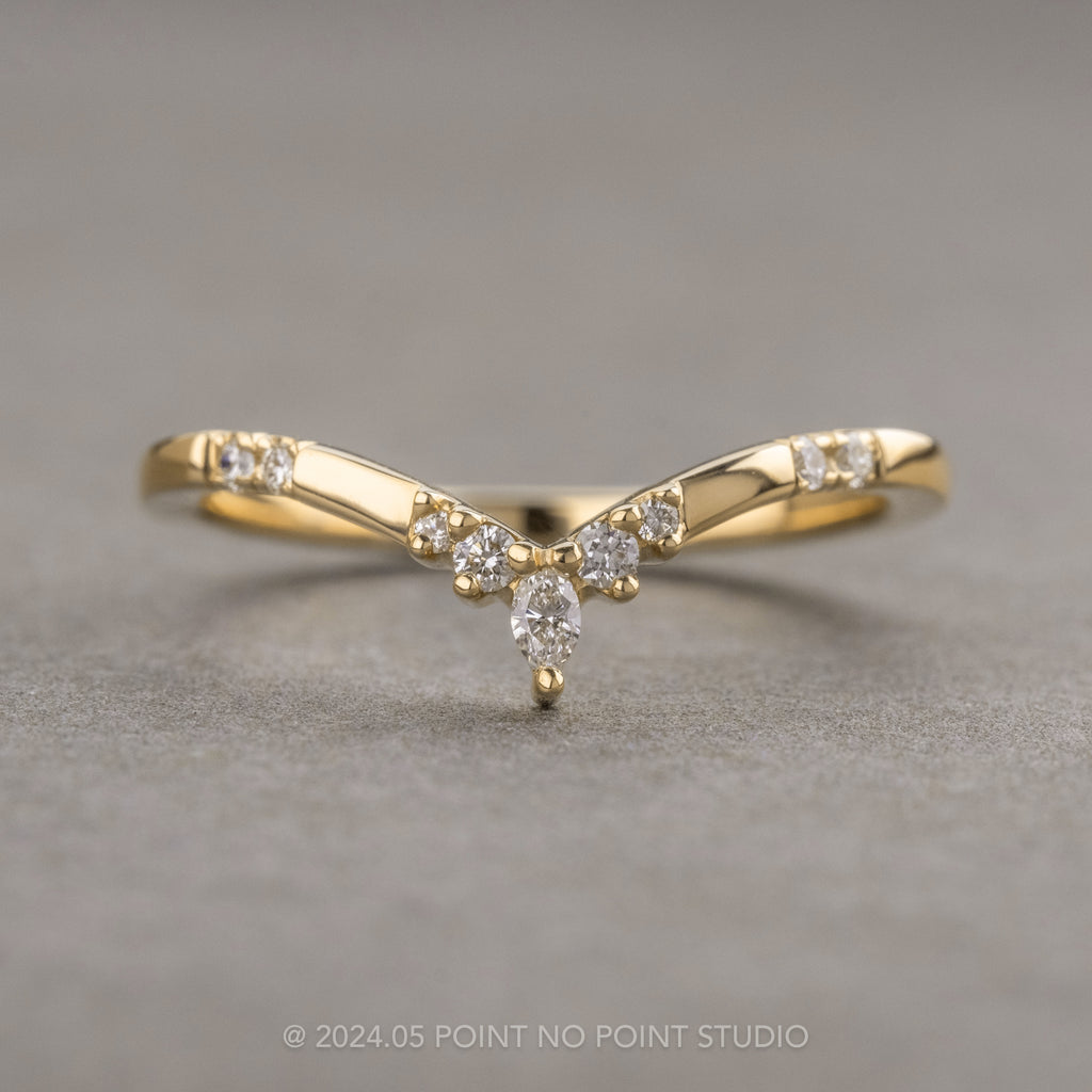 Flora Wedding Ring, 9 Diamond, Loaf Band – Point No Point Studio