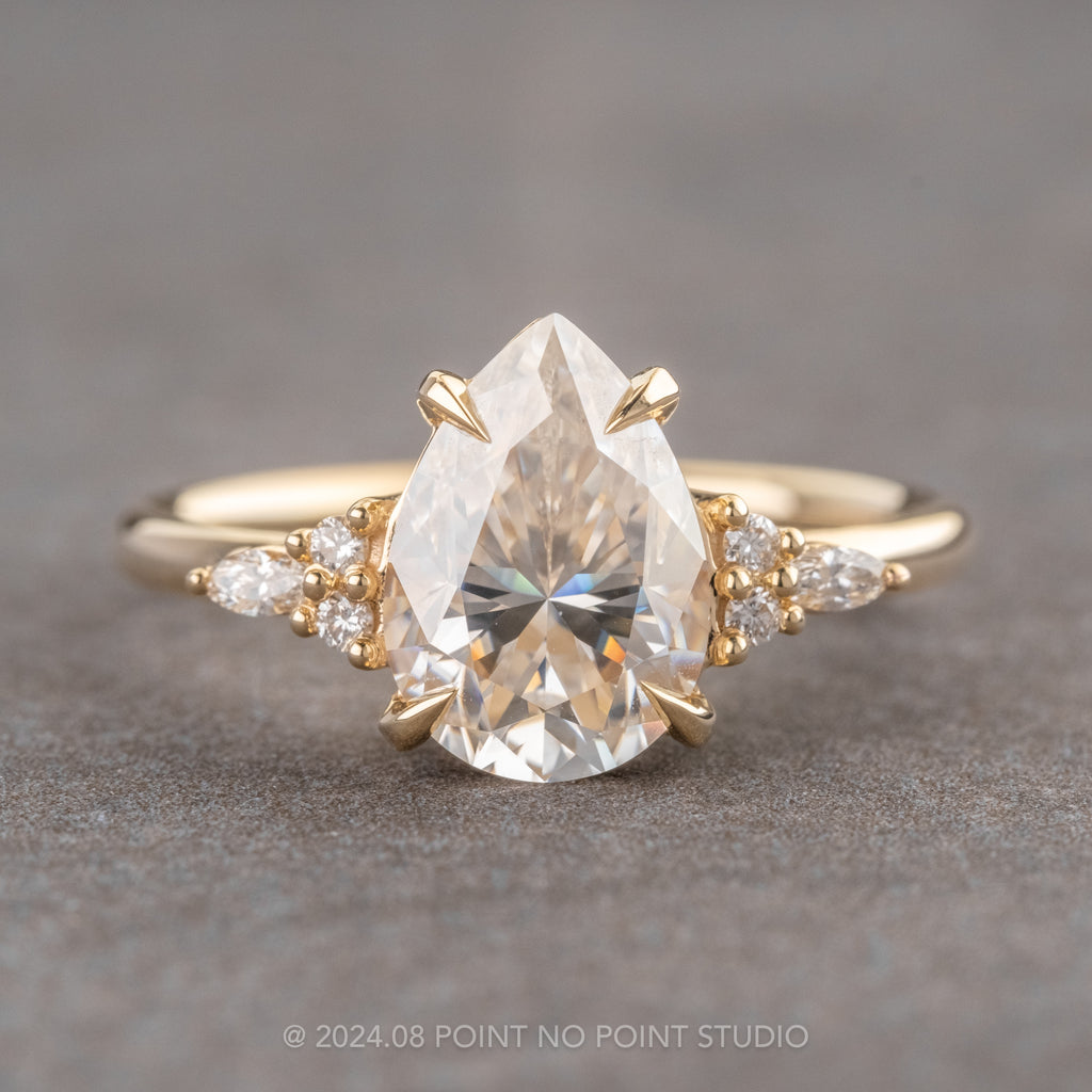 Moissanite and Diamond Engagement Ring, Point No Point Studio