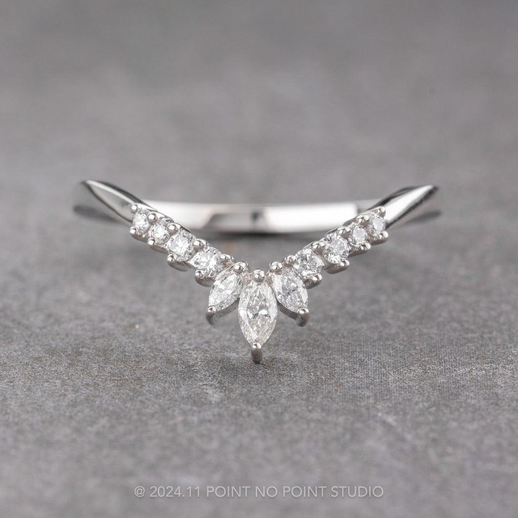 Cleo Wedding Ring, 11 Diamond, Loaf Band, Point No Point Studio