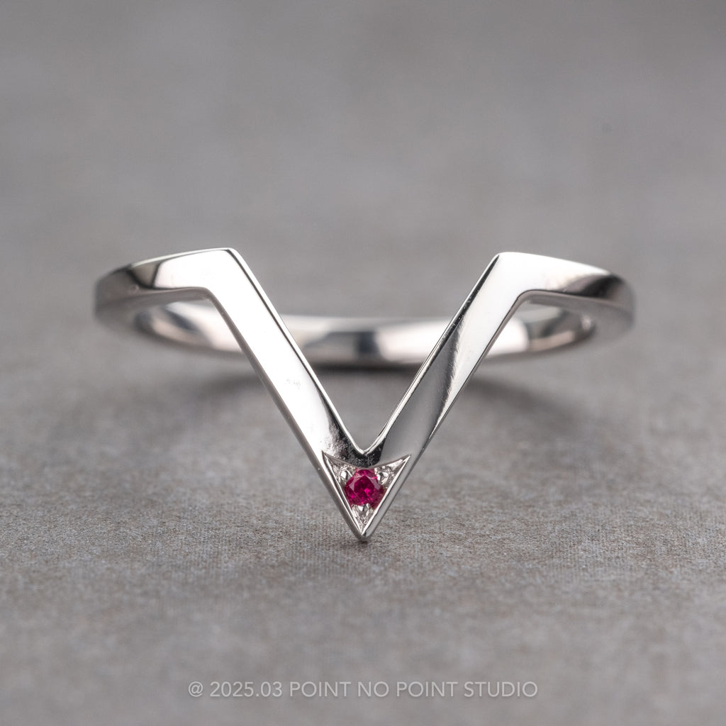 Single Ruby Victoria Wedding Band, 14k White Gold – Point No Point Studio