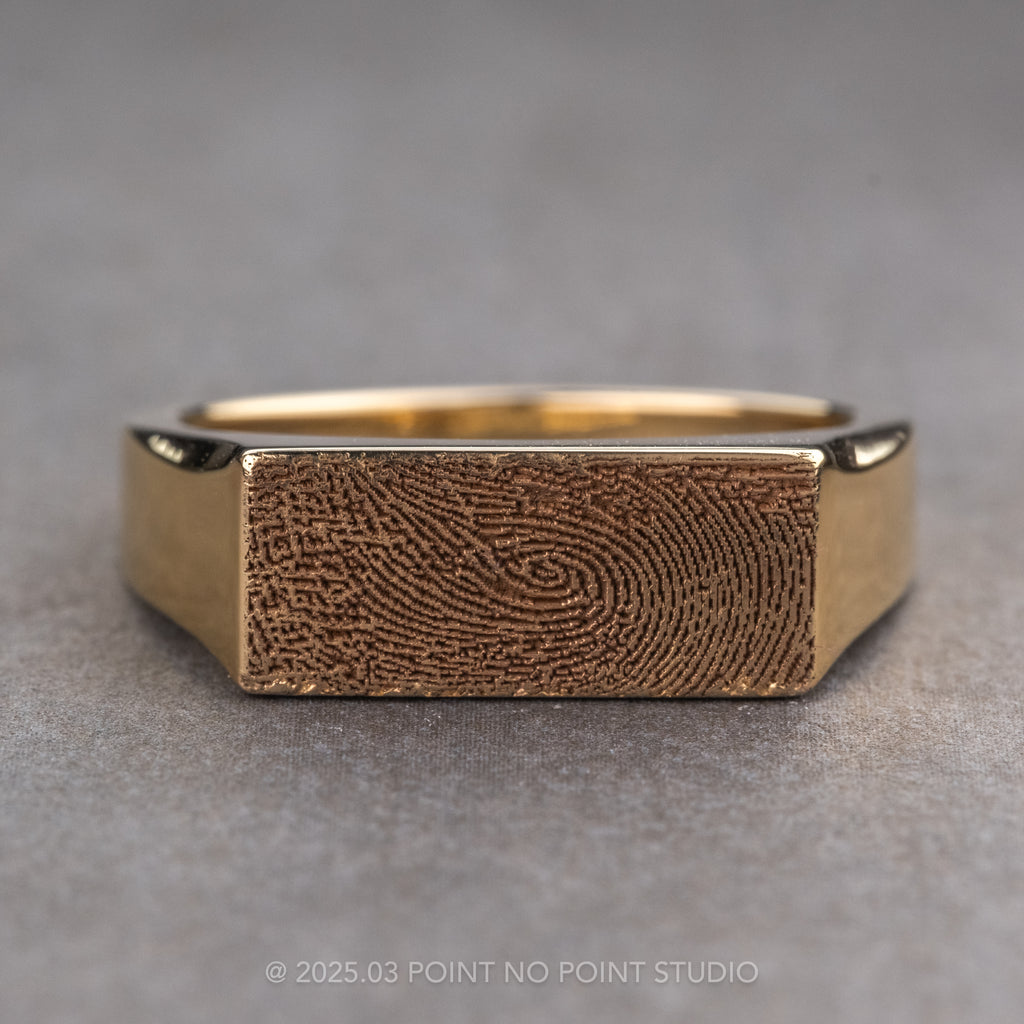 Custom Engraved Fingerprint Men's Signet Ring – Point No Point Studio