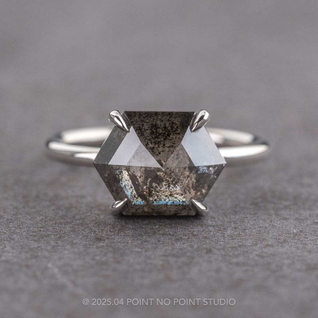 Black Speckled Diamond Engagement Ring, Point No Point Studio