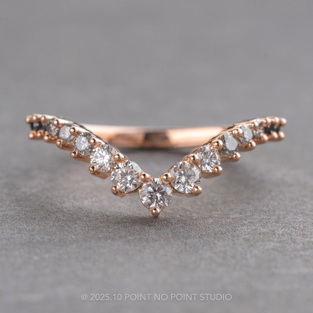 Eliza Wedding Ring, 15 Ombre Diamond, V Contour – Point No Point Studio