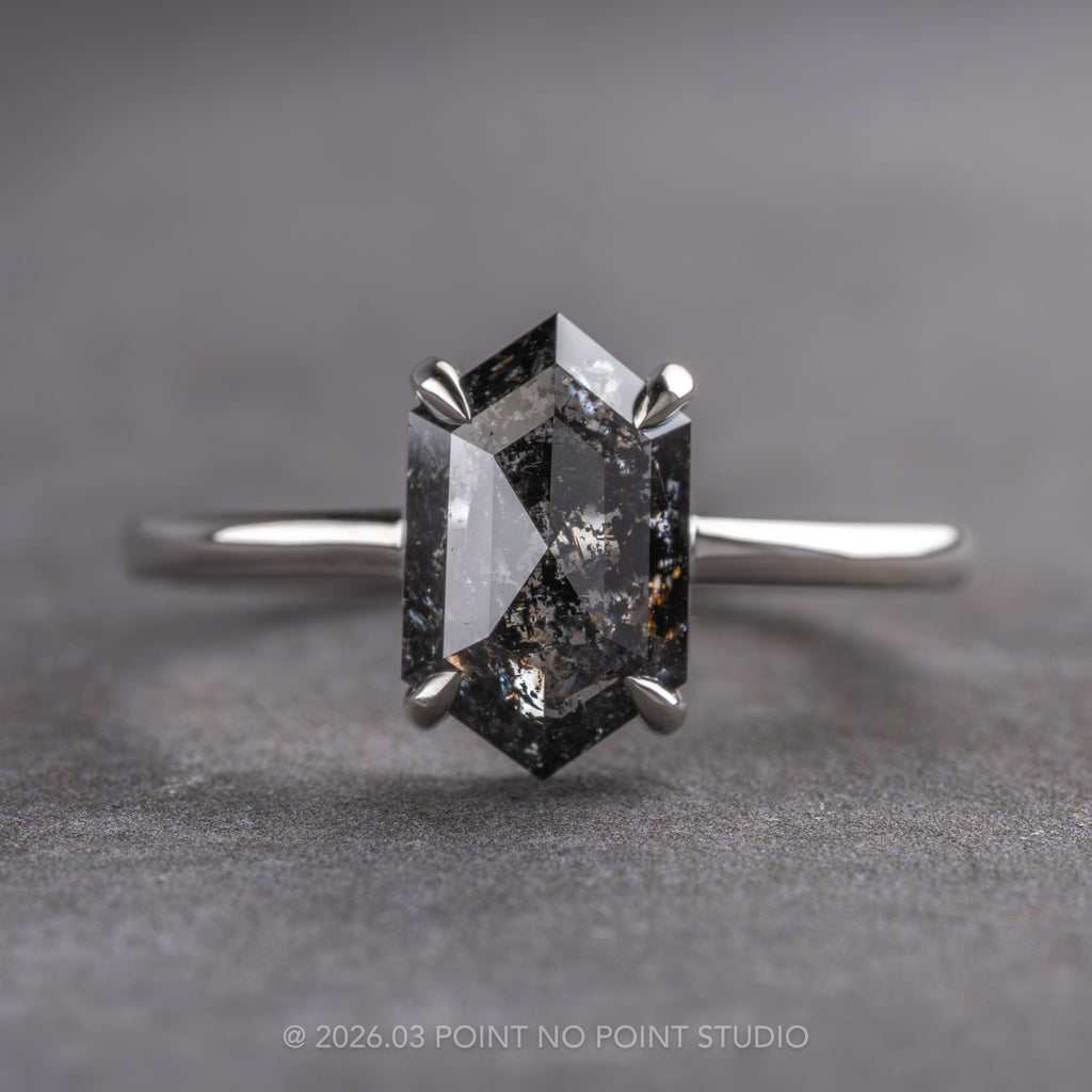 Black Salt and Pepper Diamond Engagement Ring, Point No Point Studio