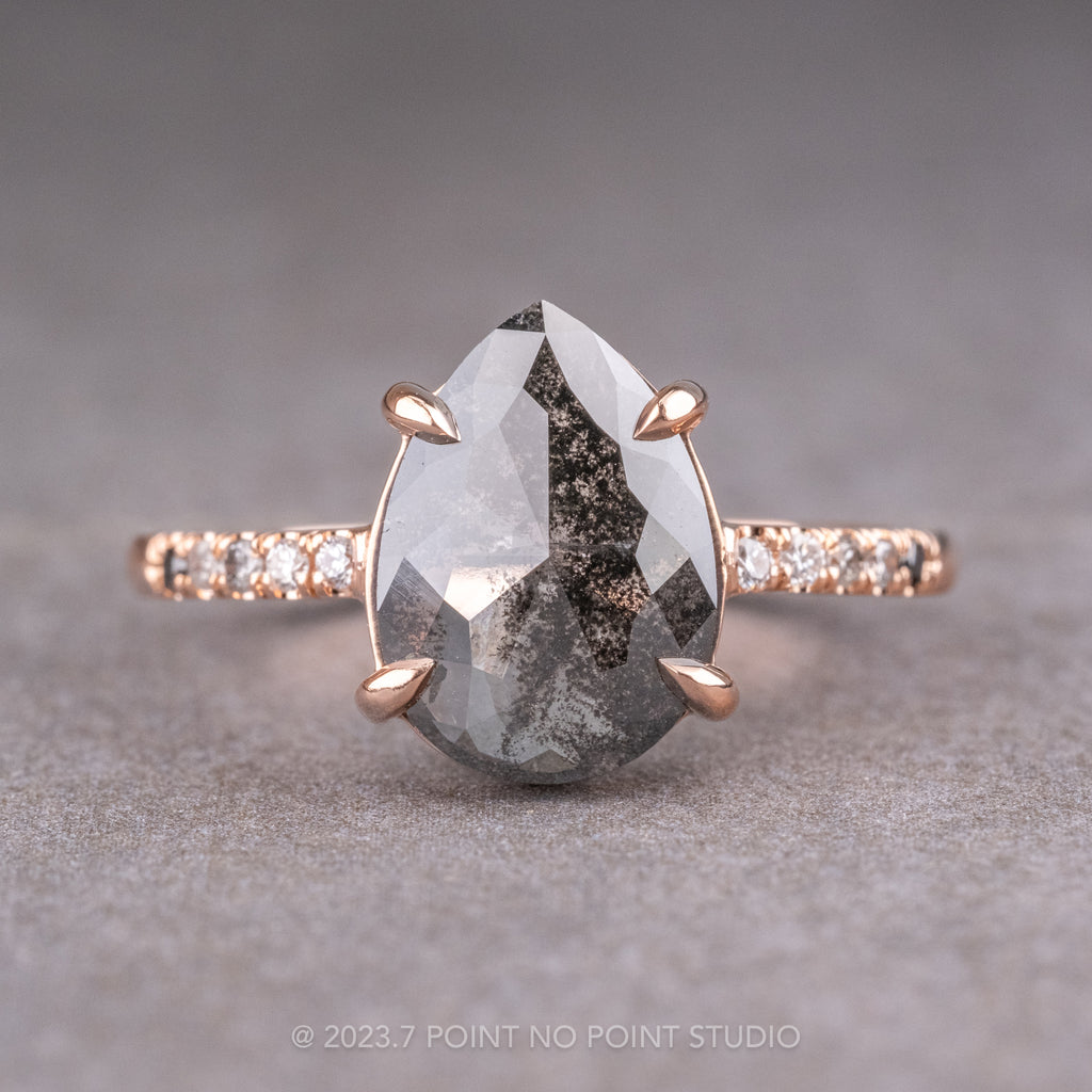 Salt and Pepper Diamond Engagement Ring, Point No Point Studio