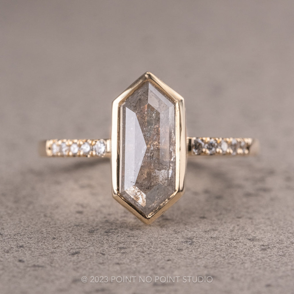 Salt and Pepper Diamond Engagement Ring, Point No Point Studio