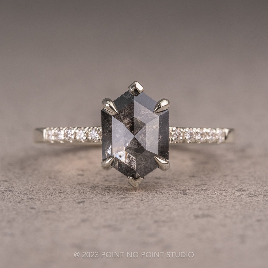 Salt and Pepper Diamond Engagement Ring, Point No Point Studio