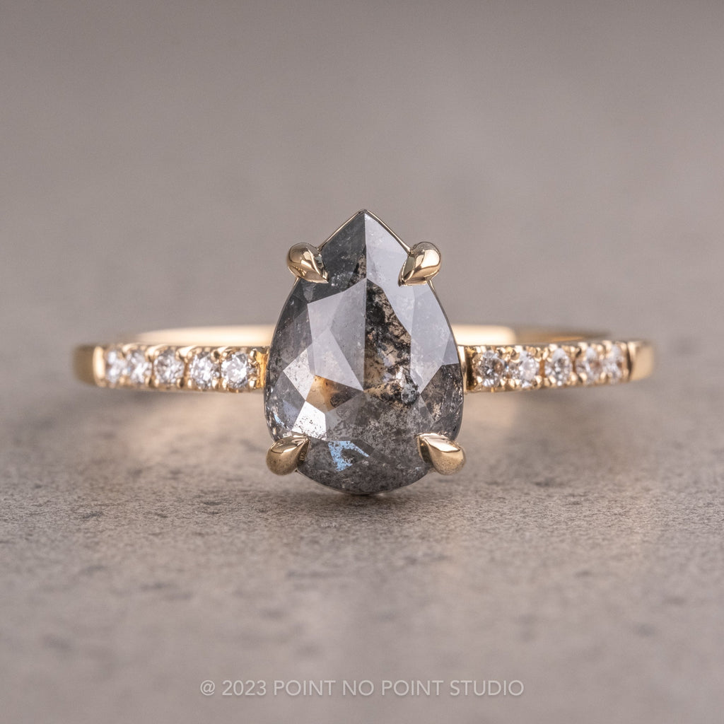 Salt and Pepper Diamond Engagement Ring, Point No Point Studio