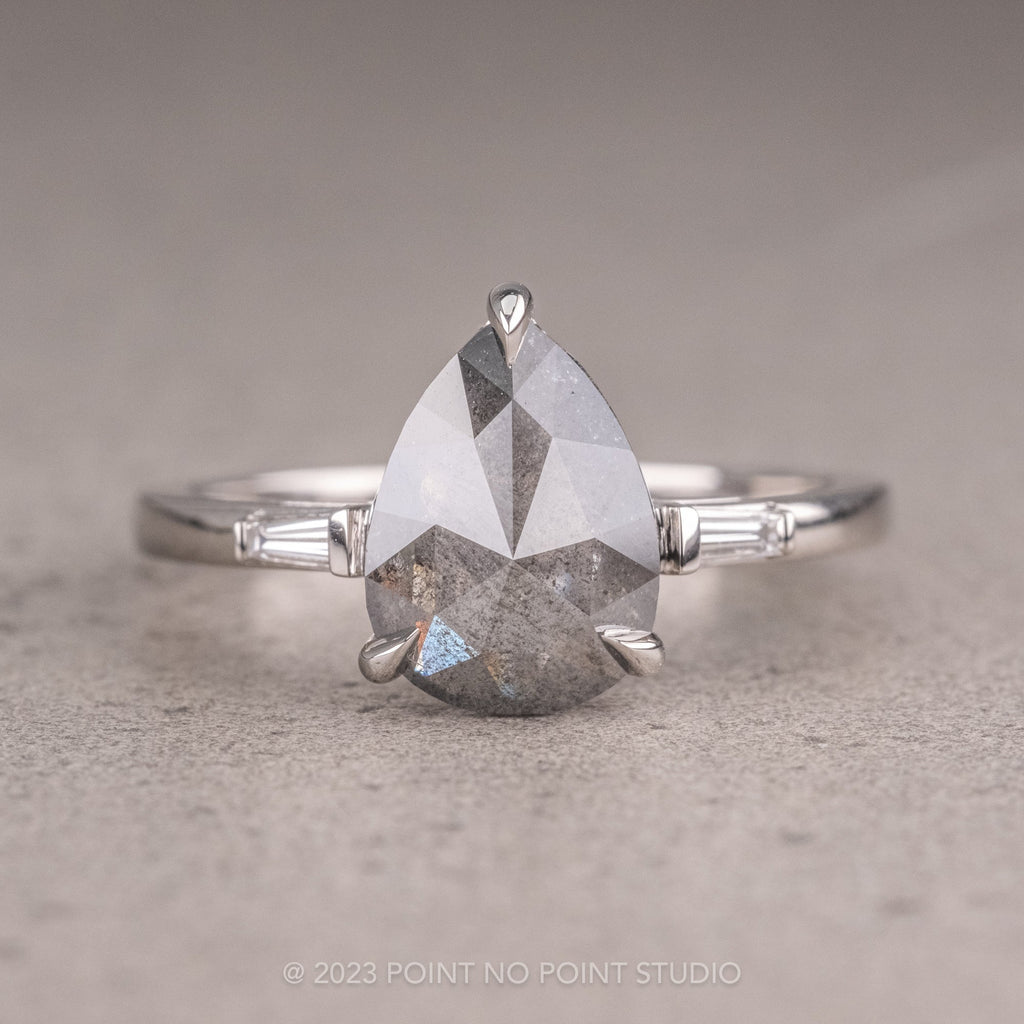 Salt and Pepper Diamond Engagement Ring, Point No Point Studio