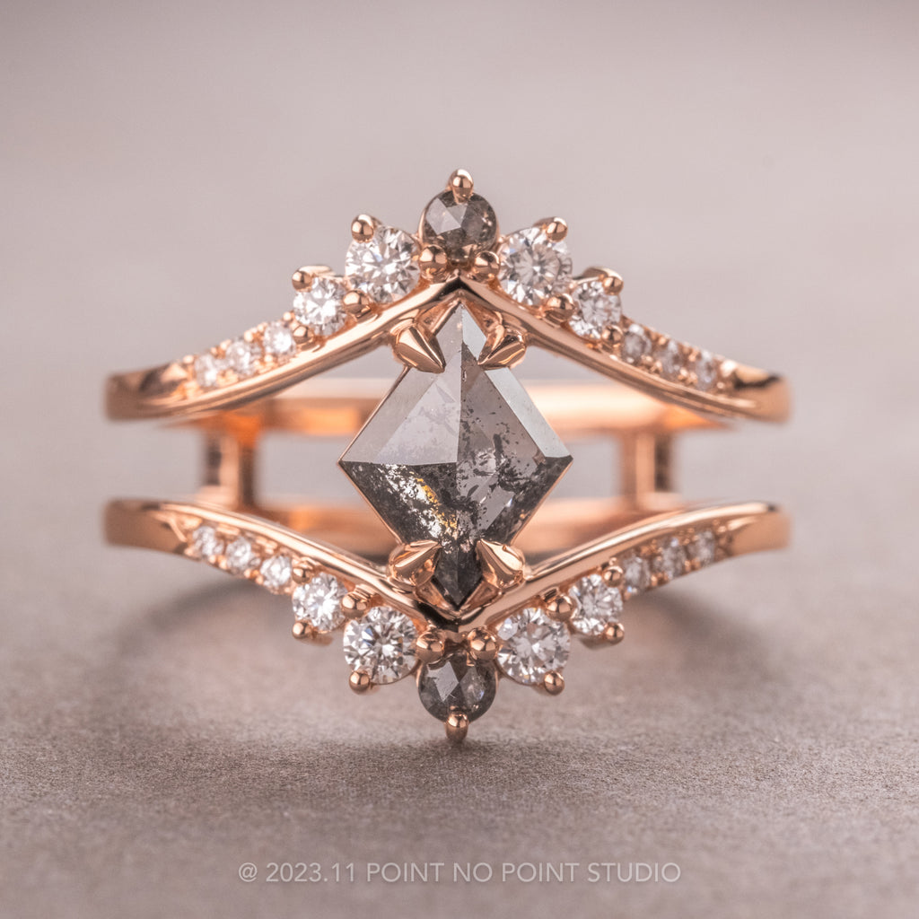 Salt and Pepper Diamond Engagement Ring, Point No Point Studio