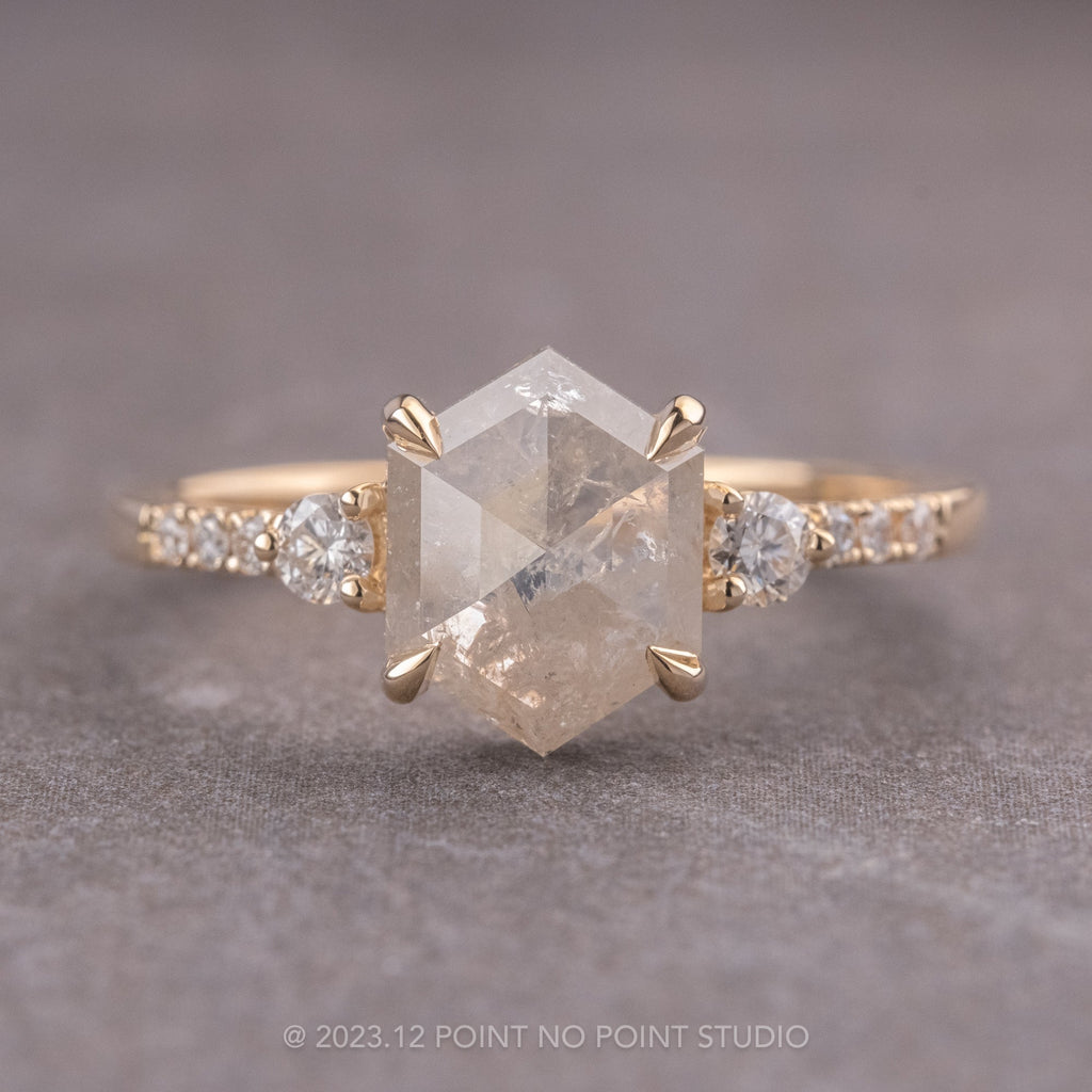 Icy Salt and Pepper Diamond Engagement Ring, Point No Point Studio
