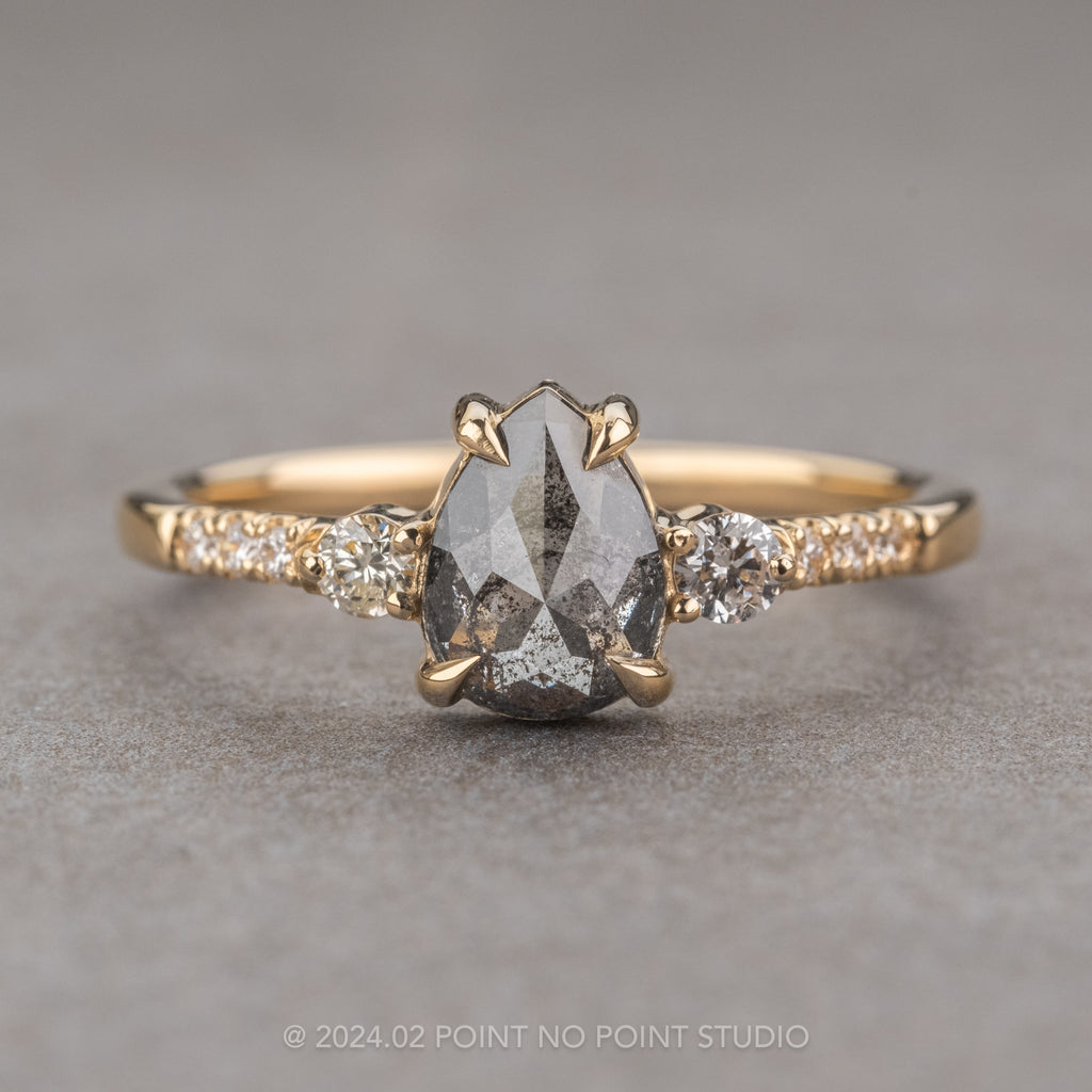 Black Salt and Pepper Diamond Engagement Ring, Point No Point Studio