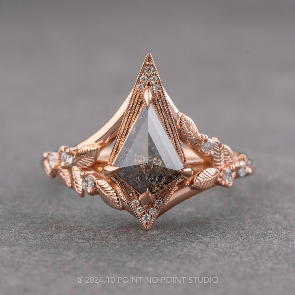 Black Speckled Diamond Engagement Ring, Point No Point Studio