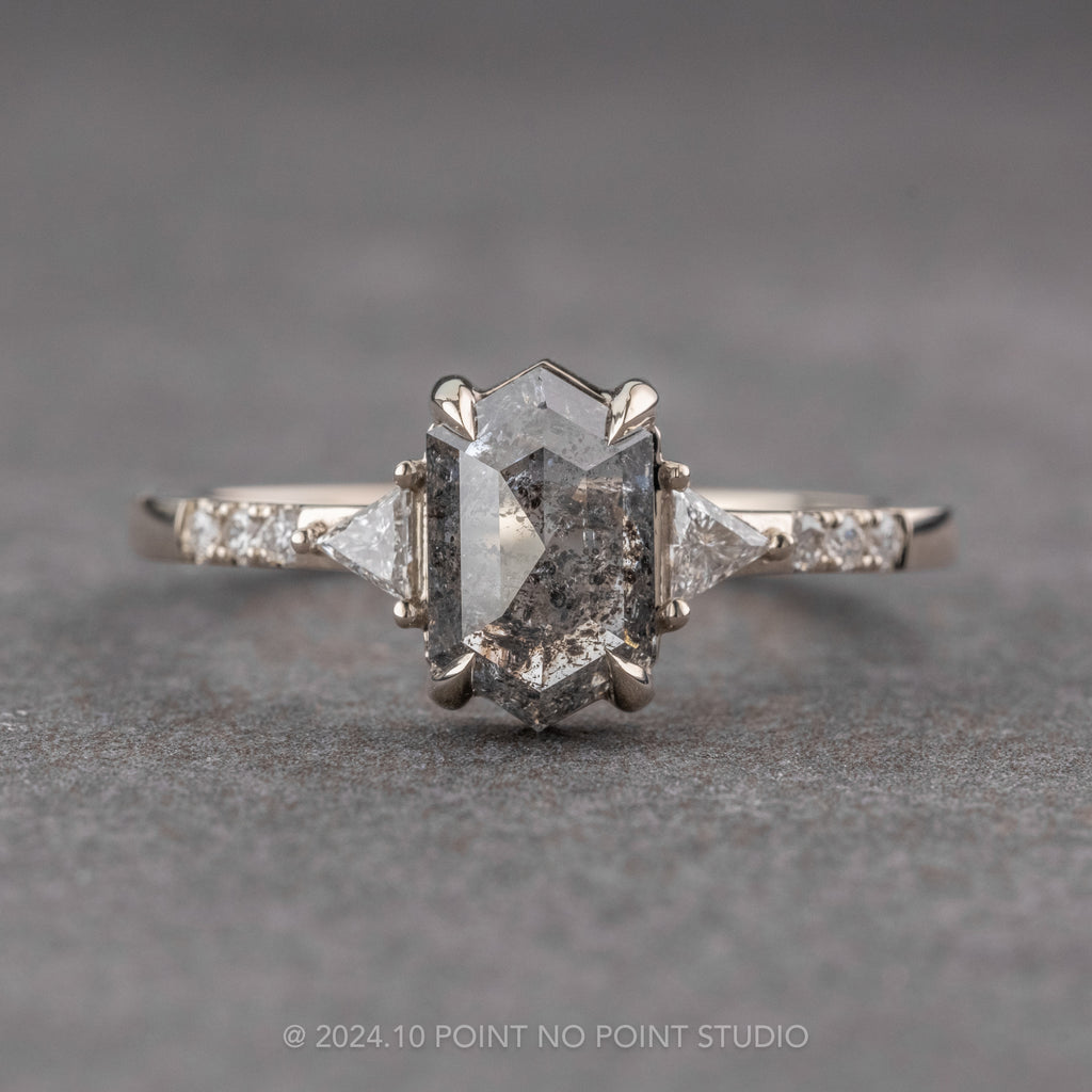 Black Speckled Diamond Engagement Ring, Point No Point Studio