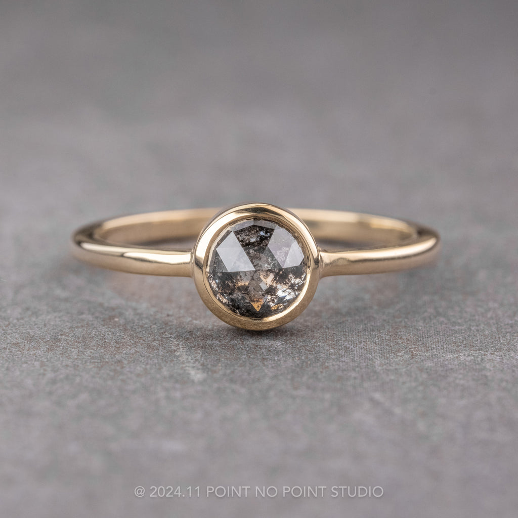 Black Speckled Diamond Engagement Ring, Point No Point Studio