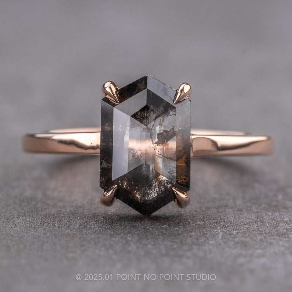 Black Speckled Diamond Engagement Ring, Point No Point Studio
