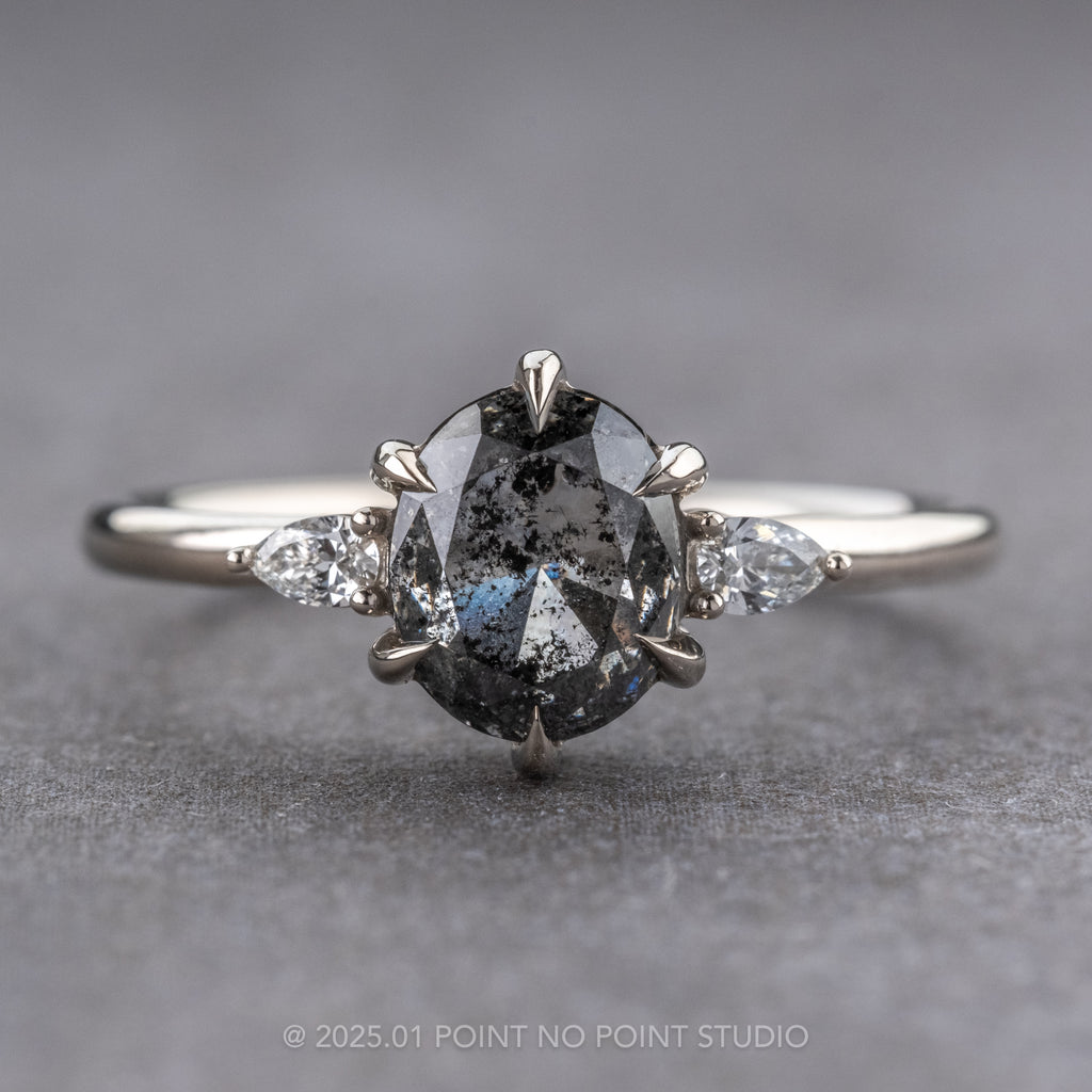Black Speckled Diamond Engagement Ring, Point No Point Studio