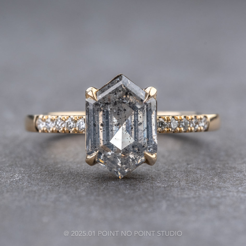 Salt and Pepper Diamond Engagement Ring, Point No Point Studio
