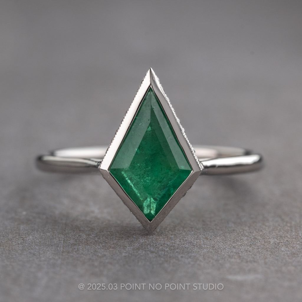 Emerald and Diamond Engagement Ring, Point No Point Studio