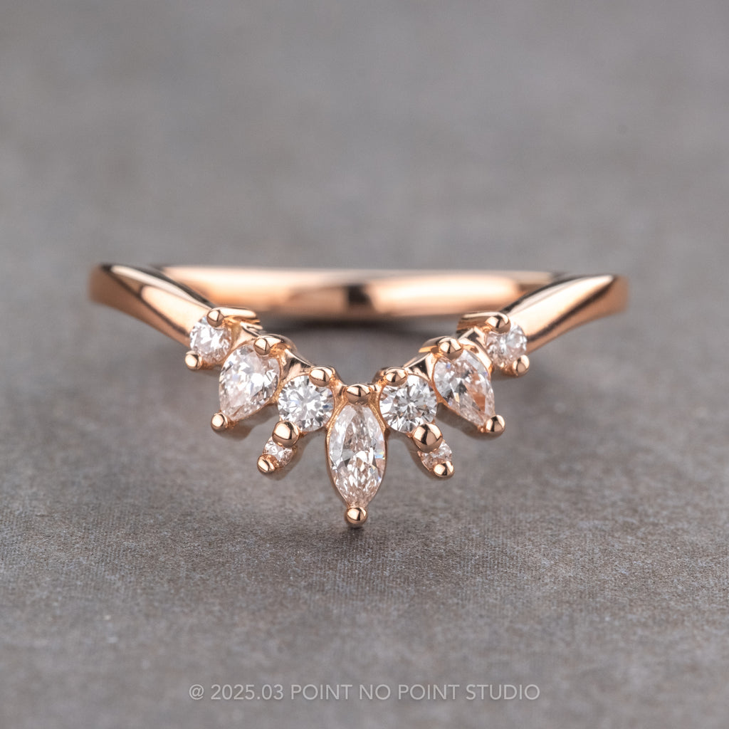 Ester Wedding Ring, 9 Diamond, Loaf Band, Point No Point Studio