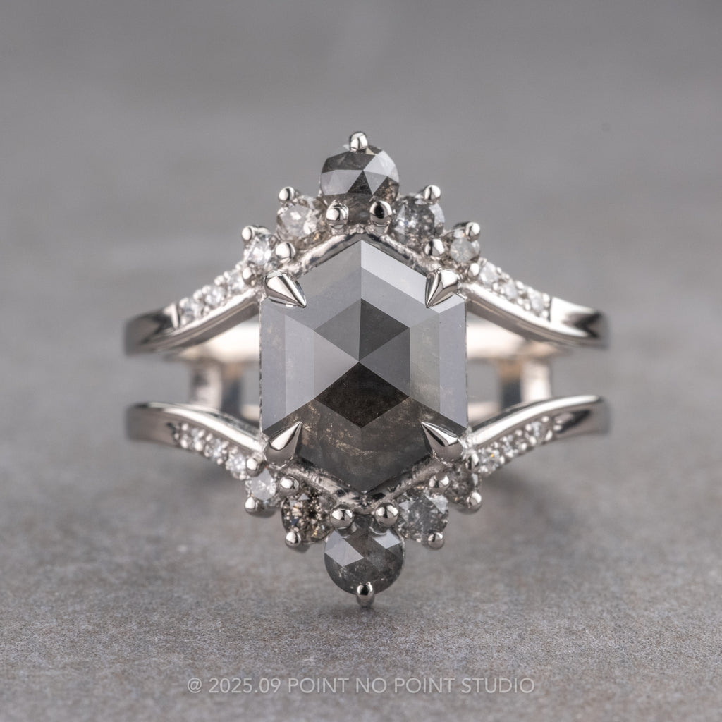 Black Speckled Diamond Engagement Ring, Point No Point Studio