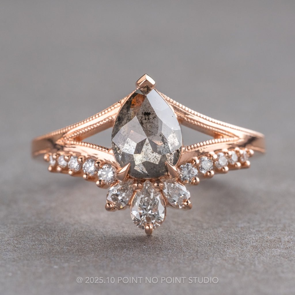 Salt and Pepper Diamond Engagement Ring, Point No Point Studio