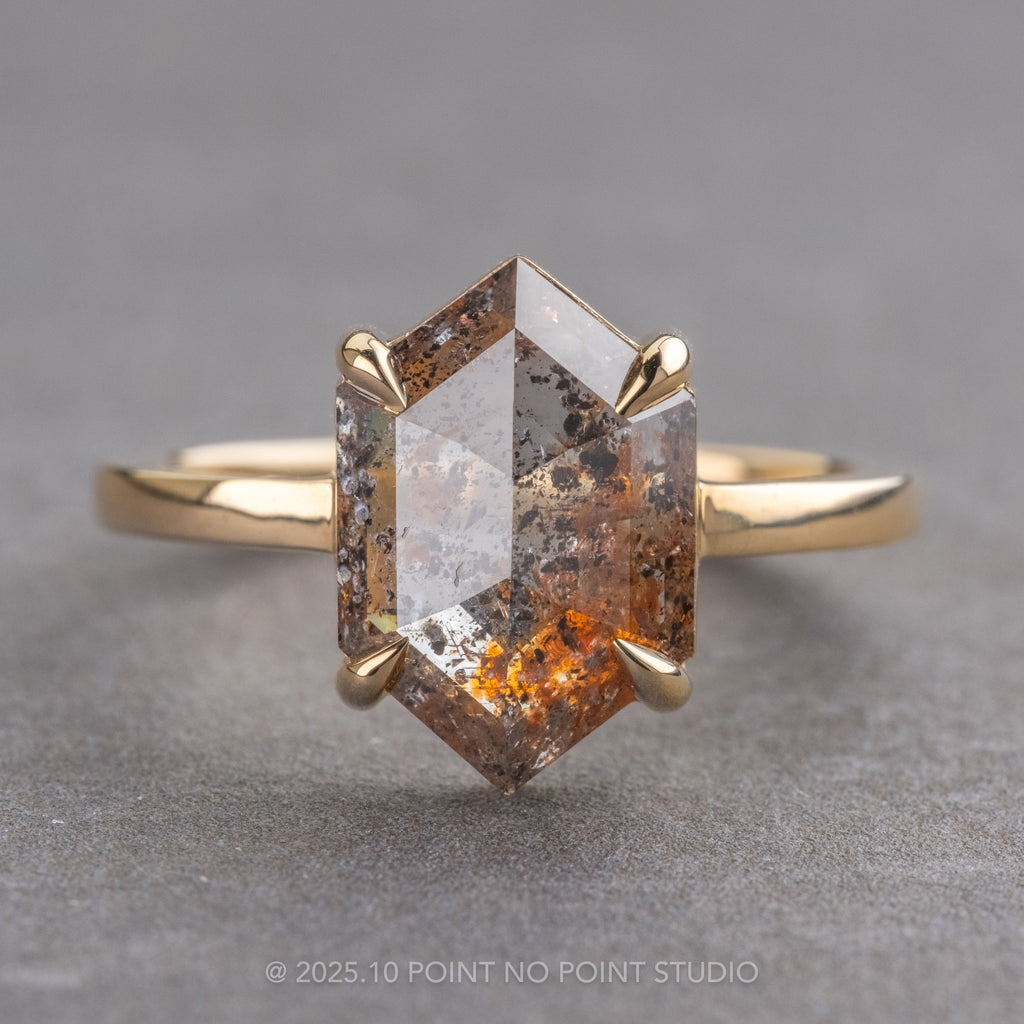 Orange Salt and Pepper Diamond Engagement Ring, Point No Point Studio