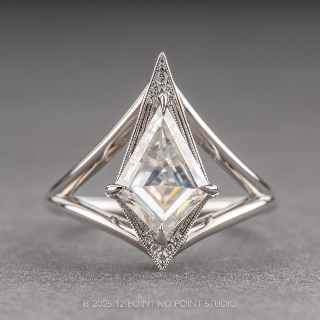 Moissanite and Diamond Engagement Ring, Point No Point Studio