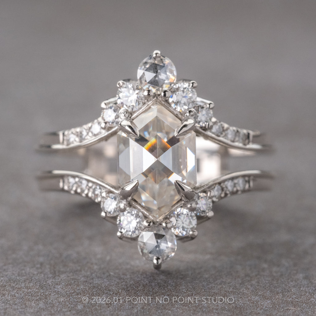 Moissanite and Diamond Engagement Ring, Point No Point Studio