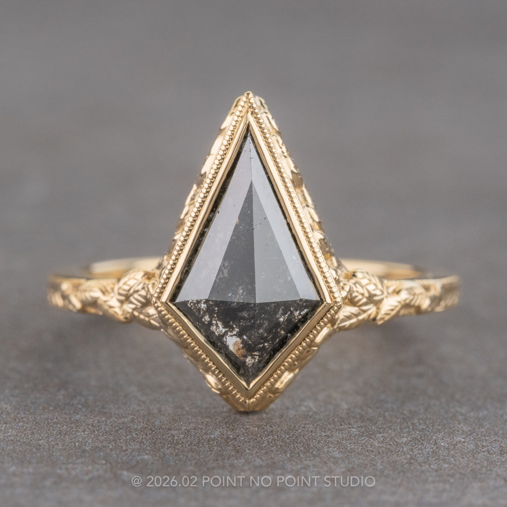 Black Salt and Pepper Diamond Engagement Ring, Point No Point Studio