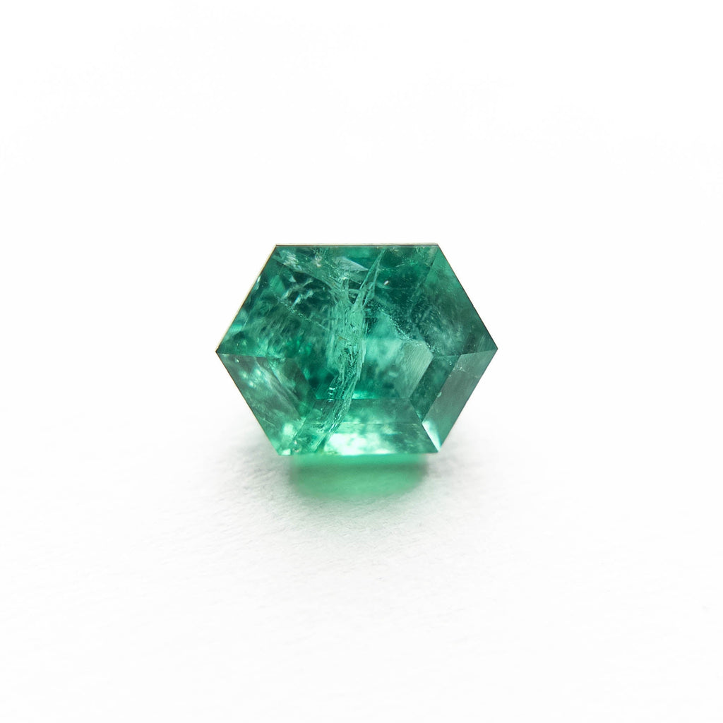 1.51 Carat Natural Green Step Cut Hexagon Emerald – Point No Point Studio