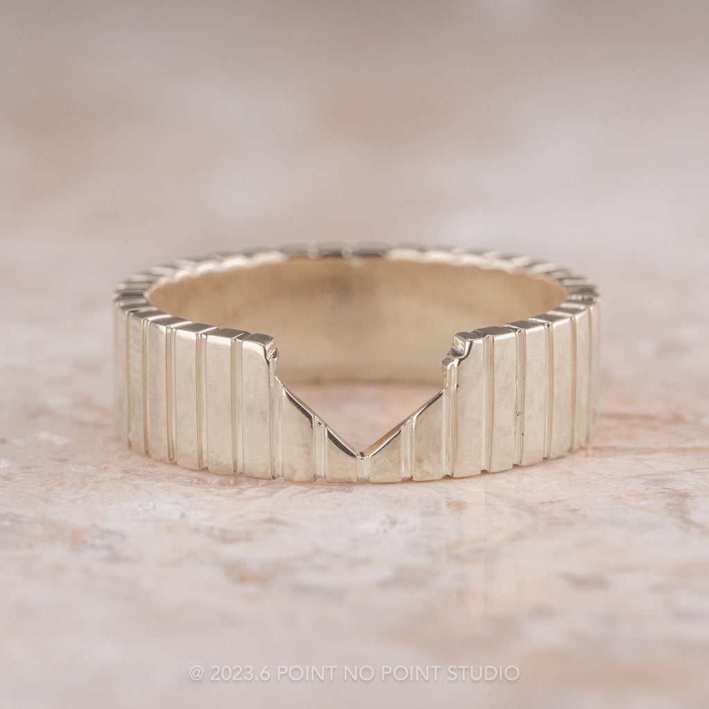 Notched Ellipse Setting, 6mm 14k White Gold Wedding Band, Polished Fin ...