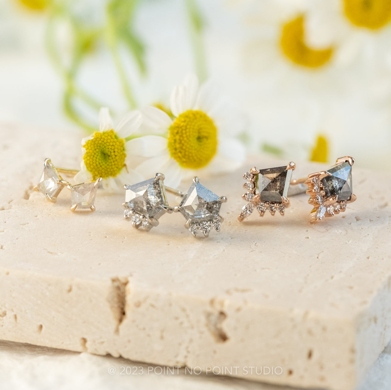 Salt and Pepper Diamond Engagement Ring, Point No Point Studio