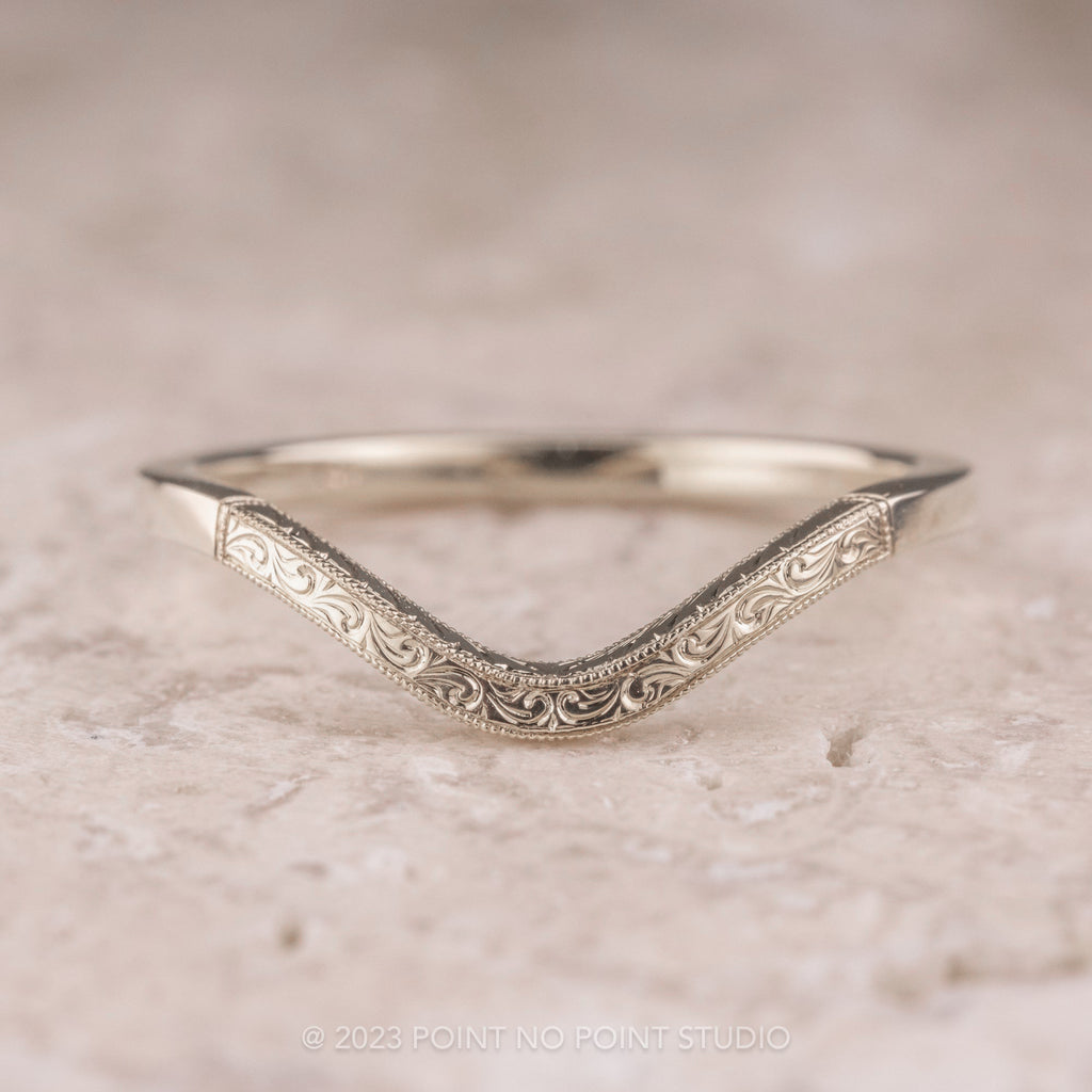 Vintage Classic Contour Wedding Band, 14k White Gold – Point No Point ...
