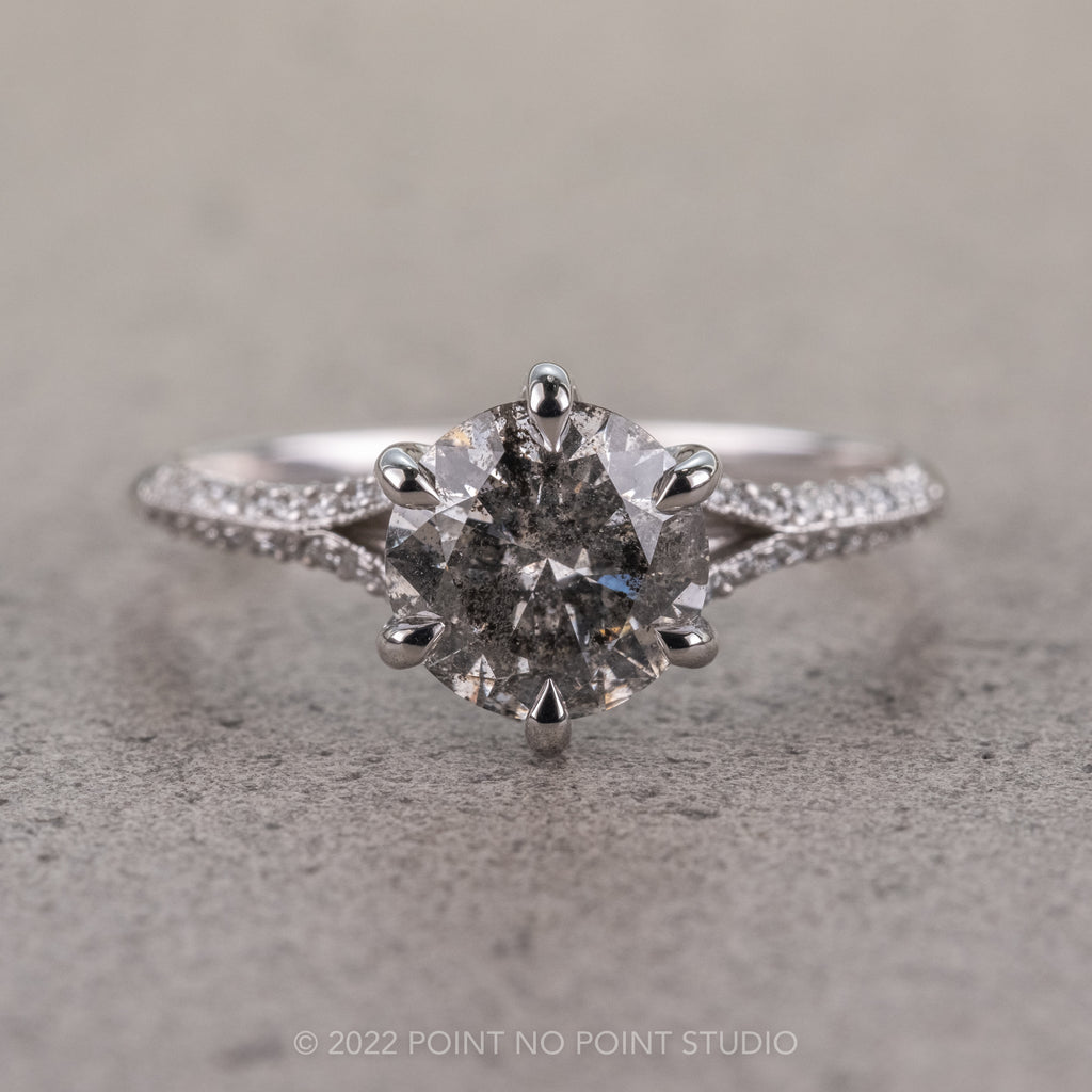 Salt and Pepper Diamond Engagement Ring, Point No Point Studio