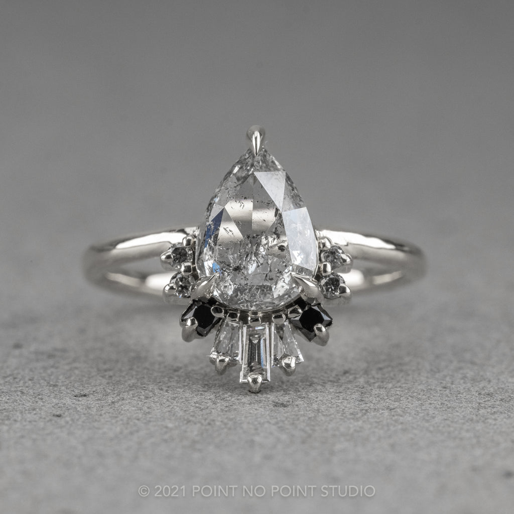 Icy Salt and Pepper Diamond Engagement Ring, Point No Point Studio