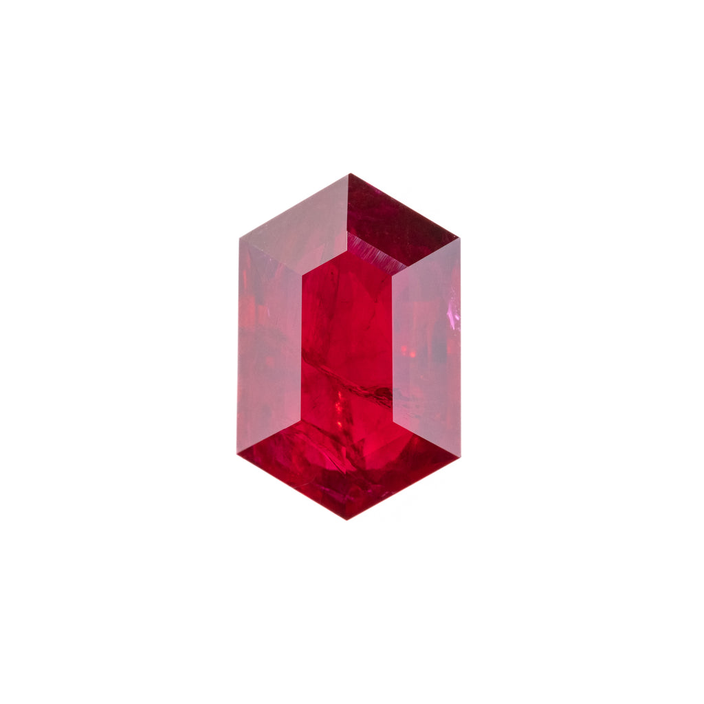 1.25 Carat Deep Red Hexagon Ruby, Point No Point Studio