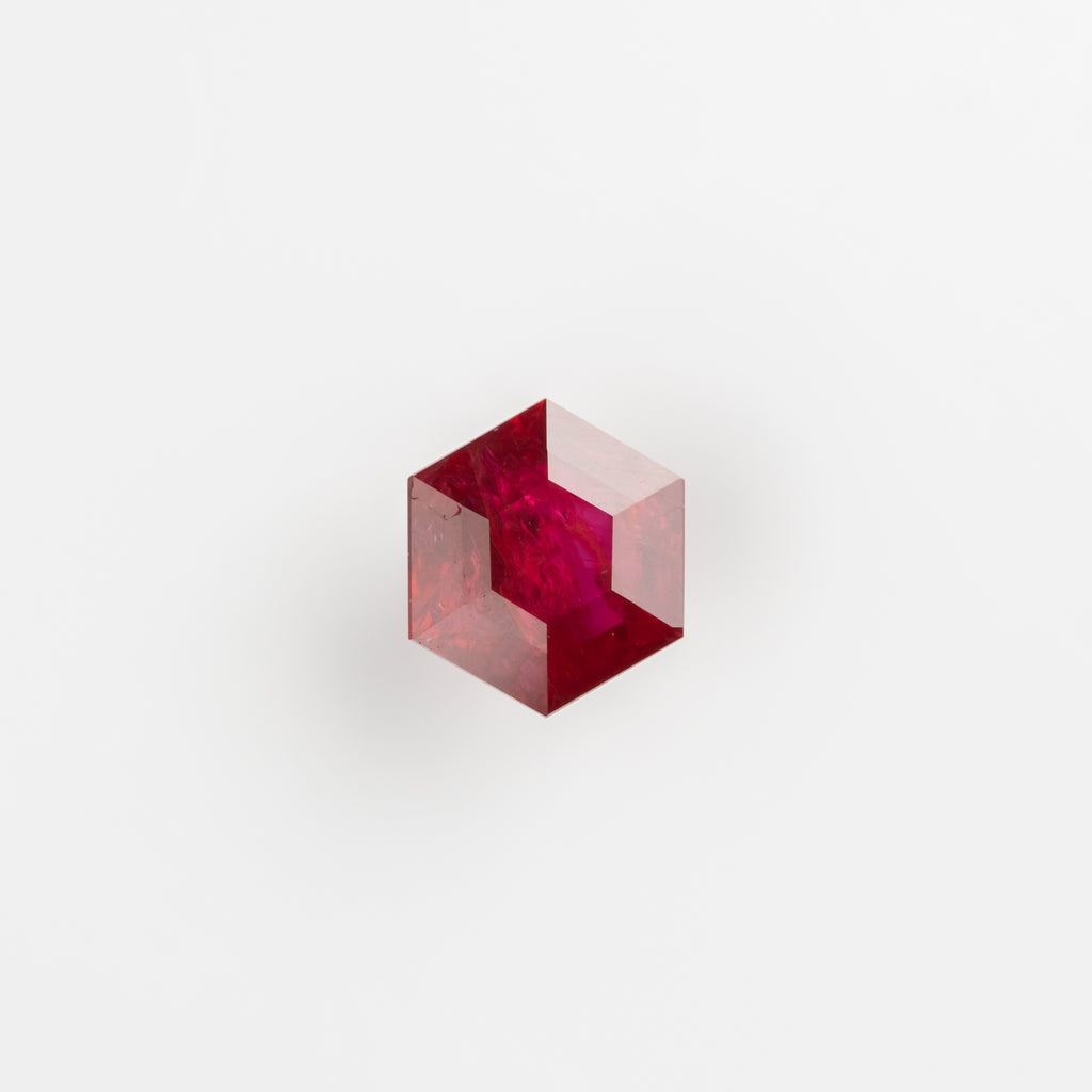 1.70 Carat Deep Red Hexagon Ruby, Point No Point Studio