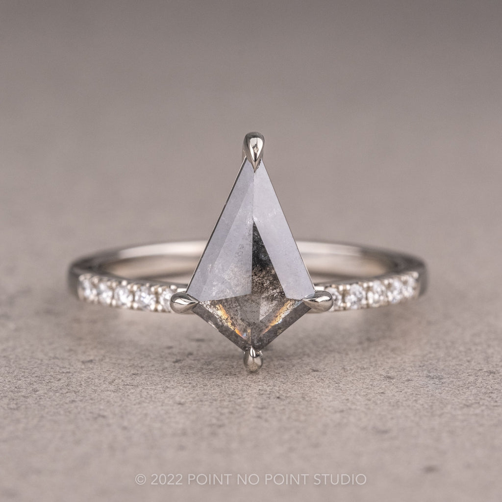 Salt and Pepper Diamond Engagement Ring, Point No Point Studio