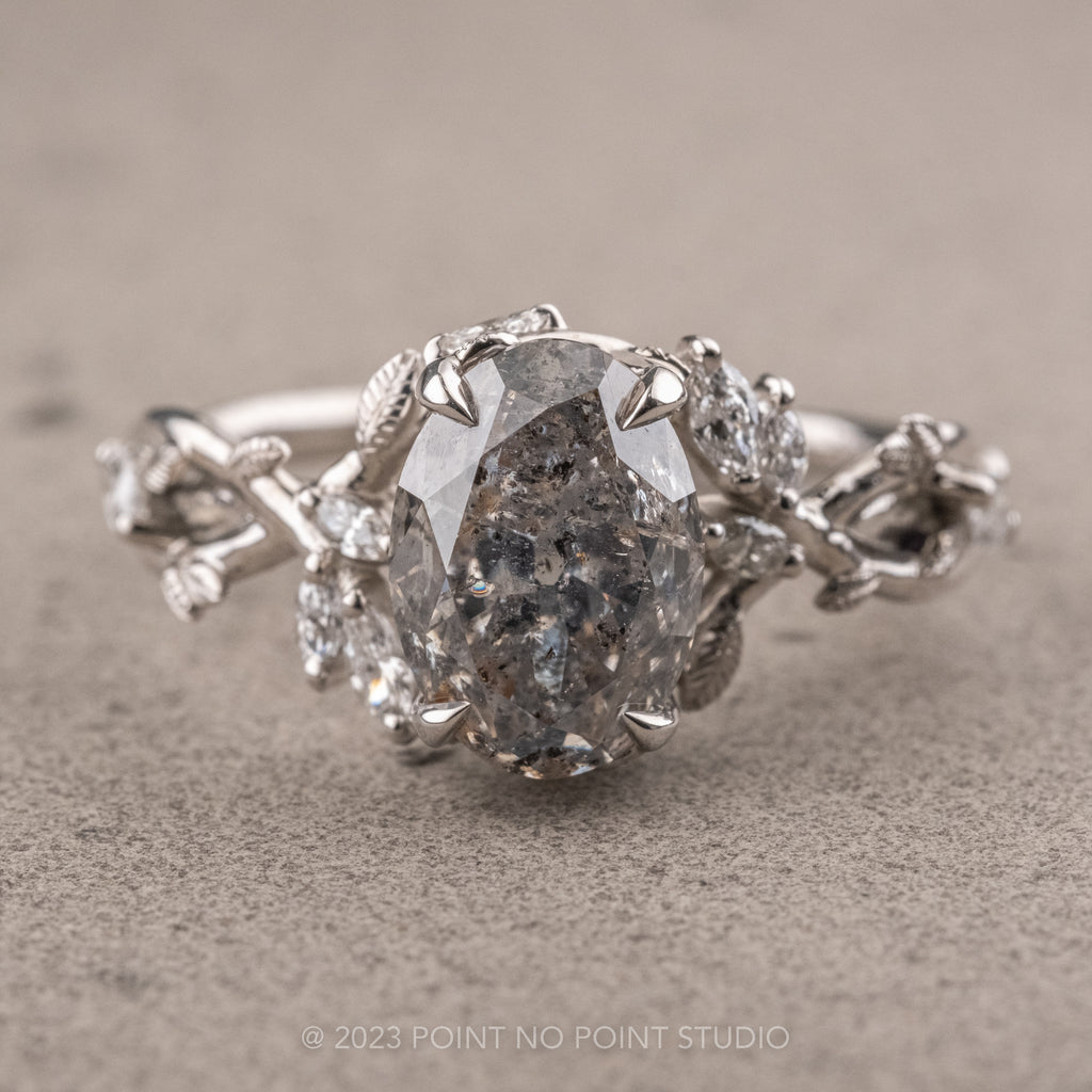 Salt and Pepper Diamond Engagement Ring, Point No Point Studio