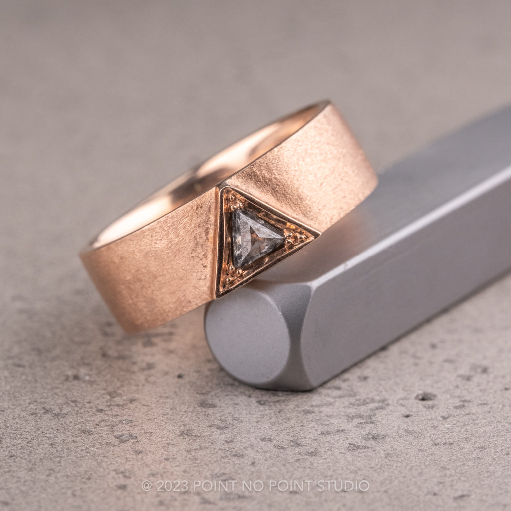Triangle Diamond Mens Wedding Band, Comfort Fit, 14K Rose Gold – Point ...